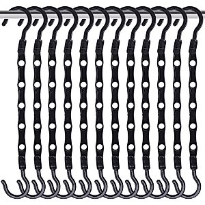 HAKDAY 12PCS Space Saving Hangers, Magic Hangers Closet Organizers and Storage 5 Holes Sturdy Cascading Hangers for College Dorm Room Black