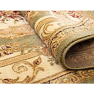 Unique Loom Versailles Collection Traditional Classic Floral Motif Area Rug (5' 0 x 5' 0 Octagon, Green/Ivory)