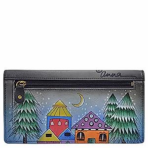 Anna by Anuschka Women's Hand-Painted Genuine Leather Clutch Wallet - Riding With Santa