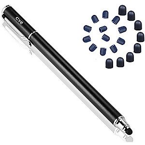 Bargains Depot 2-in-1 Stylus Touch Screen Pen for iPhone, Ipad, iPod, Tablet, Galaxy and More with 20Pcs Rubber Tips (Black)