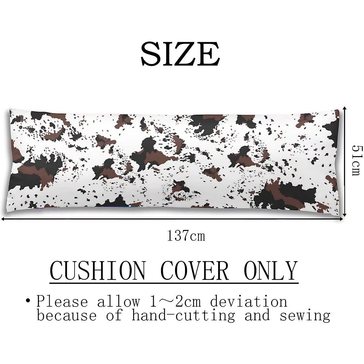 Cow Print Body Pillow Cover Western Cow White Brown Cowhide Printed Long Pillow Case Protector with Zipper Decorative Soft Large Pillow Cases Covers Cushion for Beding,Couch,Sofa,Home Gift 20"x54"