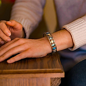 Blazing Autumn Cuff Bracelet Art Pattern Under Glass Dome Jewelry Handmade (Claude Monet Lilies Pond)