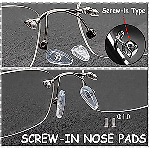 Eyeglasses Nose Pads BAZQU 5 Pairs Screw-in Glasses Nose Pads Set with Tiny Screw Screwdriver and Silicone Eyeglass Ear Cushions (White)