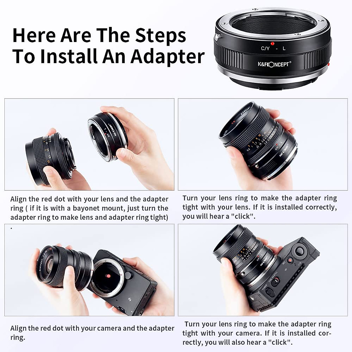 K&F Concept Lens Mount Adapter C/Y-L Manual Focus Compatible with Contax/Yashica (C/Y) Lens to L Mount Camera Body