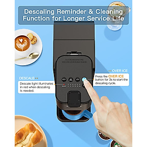 Tastyle Single Serve Coffee Maker, Iced and Hot Coffee Brewer for K Cup & Ground Coffee, with Removable 40 oz. Water Reservoir, 6 to 24 oz. Brew Sizes, Includes Bold & Descale Settings, Black