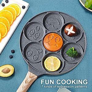 Bobikuke Pancake Pans For Kids,Pancake Shapes Pan,Mini Pancakes Maker Nonstick Pancake Griddle 7 Hole Smiley Face Pancake Mold For Breakfast,10 Inch