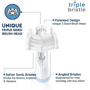 Triple Bristle GO 3 Sided Toothbrush | Sonic Toothbrush/w Soft Nylon Bristles | Autism Toothbrush for Kids & Special Needs Toothbrush | 3 Sided Toothbrush Adult & Kids Travel Friendly