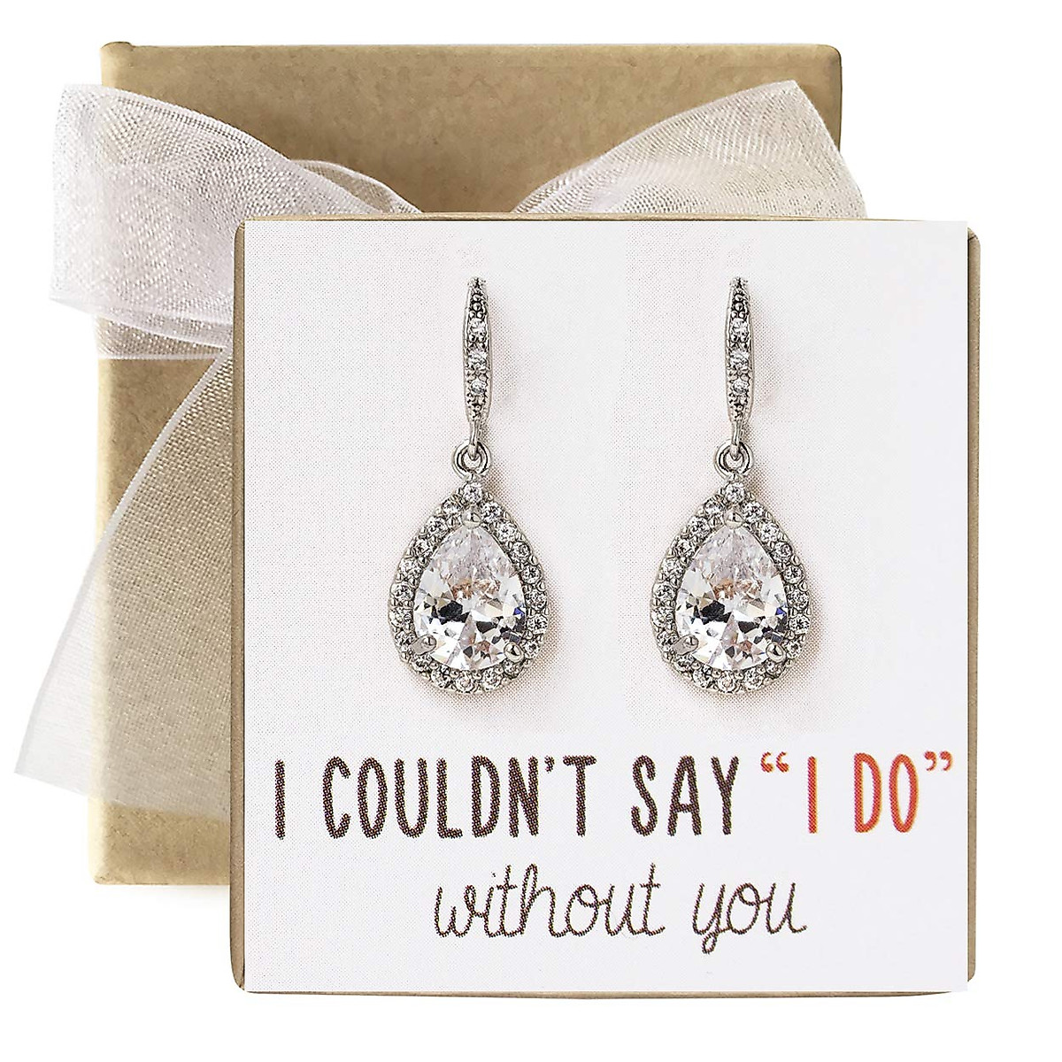 A+O Wedding Bridesmaids Gift Drop Dangle Earrings in Silver