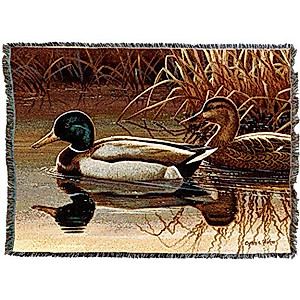 Pure Country Weavers Quiet Couple Blanket by Cynthie Fisher - Ducks Lake Lodge Cabin Gift Tapestry Throw Woven from Cotton - Made in The USA (72x54)