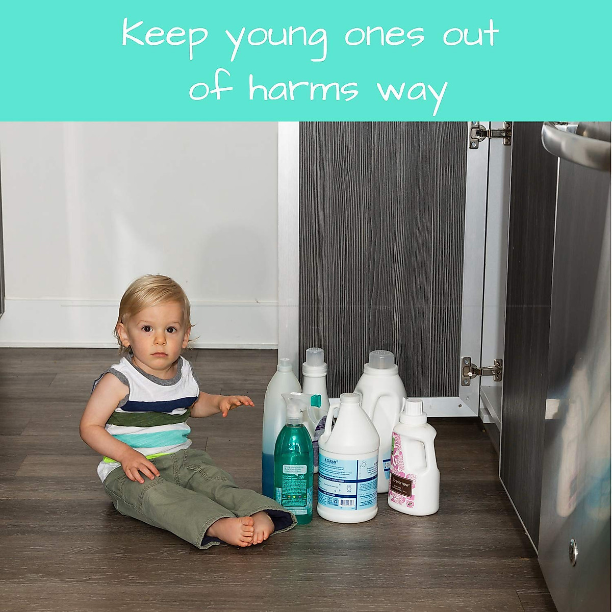 Baby Shine Child Safety Cabinet Locks and Child Proof Drawer Locks (10-Pack) - Adhesive, Invisible Baby Safety Locks for Baby Proofing Cabinets & Drawers - Easy, Damage-Free Heat Removal! (White)