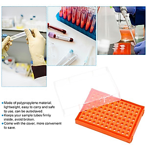 PATIKIL 96 Wells PCR Tube Rack for 0.2ml Test Strips Tubes, 2 Pcs Waterproof Tubes Filling Tray Centrifuge Tube Holder, Yellow, Orange