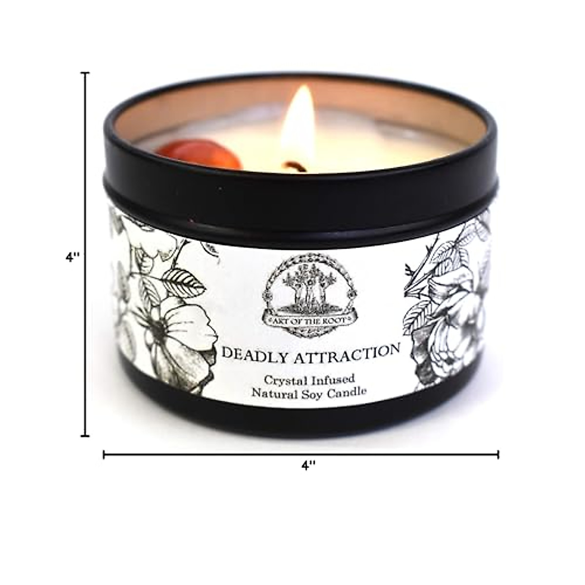 Art of the Root, Ltd. Deadly Attraction Mini Spell Set with a 4 oz Soy Candle with a Carnelian Crystal and a 12 Oil for Passion, Seduction, Romance & Love Wiccan, Pagan, Hoodoo, Conjure, Magick