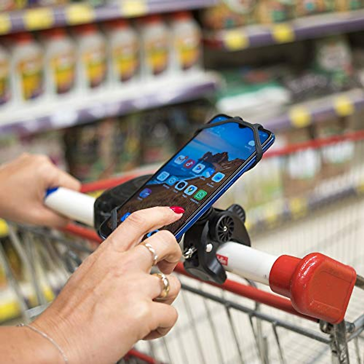 Universal Cell Phone Holder Mount - Golf Cart, Push Cart, Baby Stroller, Shopping Cart, Bike, Motorcycle, Boat, Spin Bike, Bicycle Handlebars - iPhone, Samsung Galaxy and Note, Pixel, Any Smartphone