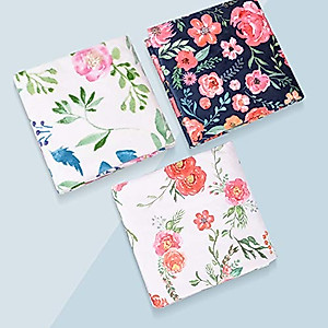 HOMRITAR Baby Blanket for Girls Super Soft Double Layer Minky with Dotted Backing, Elegant Receiving Blanket with Pink Floral Multicolor Printed Blanket 30 x 40 Inch(75x100cm), Navy Blue