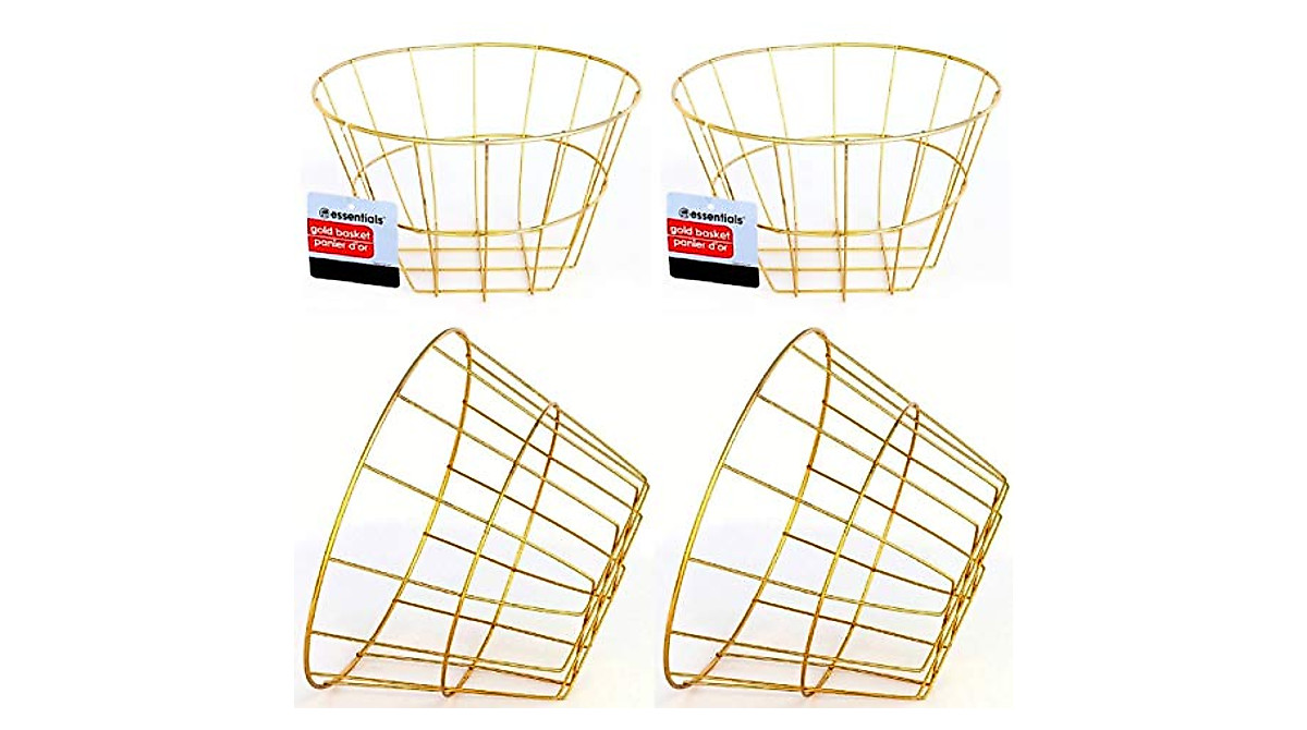 Gold Iron Wire Baskets & Trays - Stylish Home Storage Sets