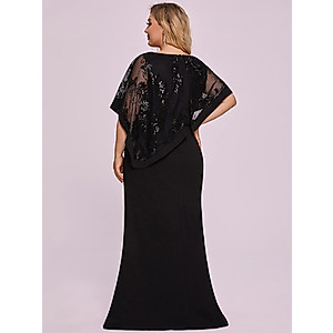 Ever-Pretty Maxi Plus Size Dress for Women Cape Dress for Black US18