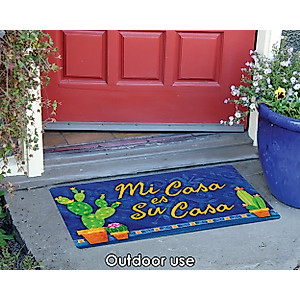Toland Home Garden 800448 Spanish House Cactus Door Mat 18x30 Inch Welcome Outdoor Doormat for Entryway Indoor Entrance