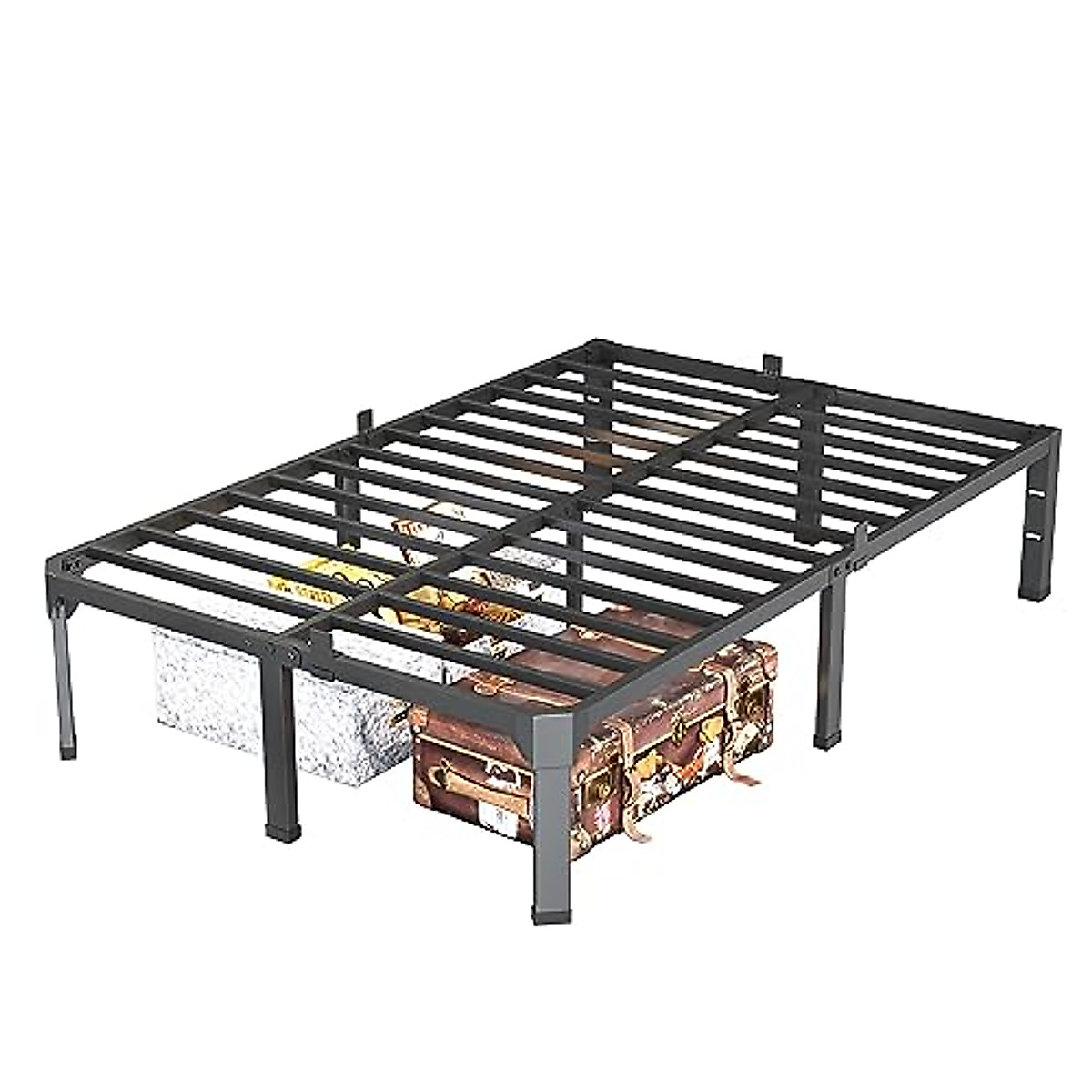 Superay 14 Inch Metal Twin Bed Frame with Mattress Slide Stopper - Single Black Basic Anti Squeak Steel Slats Platform, Easy Assembly Heavy Duty Noise Free Bedframes, No Box Spring Needed