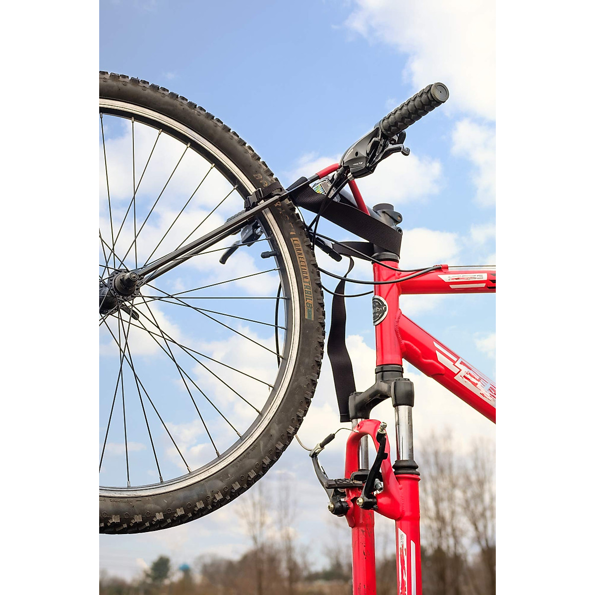 Universal Bike Wheel Attachment Rack To Transport Bicycle Tire Up To 26 Inches On Frame While Mounted On Fork Mount Car Roof Rack. Save Storage Space In Trunk Or Back Seat, Avoid Damaged Cycling Tires