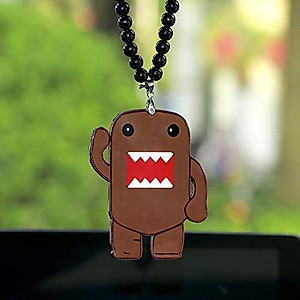 GVBSFJMK Car Pendant Acrylic Funny Domo-Kun Rock Rear View Mirror Charms Ornaments Automobile Trim Hanging Suspension Decoration