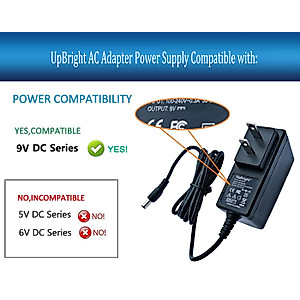 UpBright 9V AC/DC Adapter Replacement For Arachnid Bullshooter Dartboard Pro 300 450 650 670 750 800 6000 E300 E450 E670 E750 E800 ARA E650ARA E520H EDB100 EDB400 CMX 1000 3000 5000 D9800 Power Supply