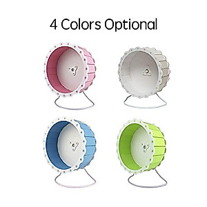 Quiet Hamster Exercise Wheel Silent Spinner, Made of Wood, Stand Included, Sunflower Design (7.5", Blue)