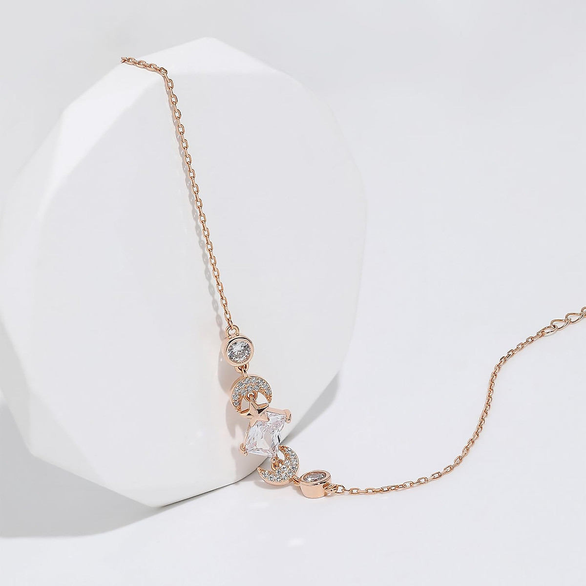 Meissa Bracelet for Women Crystal Bracelet Sterling Silver Charm Bracelet Rose Gold Bracelet Friendship Bracelet 6 to 7.6 Inches