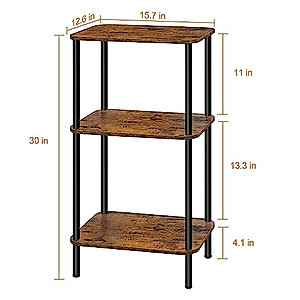 BTY 3 Tier Tall End Table Telephone Table Tall Side Table, 30" H Small End Table with Storage Shelves, Tall Nightstand for Living Room, Bedroom, Home Office,3 Tier Slim Table, Tall Side Table