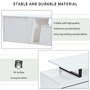 Modern Extendable TV Stand for 55/65/70/80/100 Inches TV,Minimalist Entertainment Center TV Cabinet with 2 Drawers and 1 Cabinet,Media Console Television Stands Credenza for Living Room,Bedroom,White