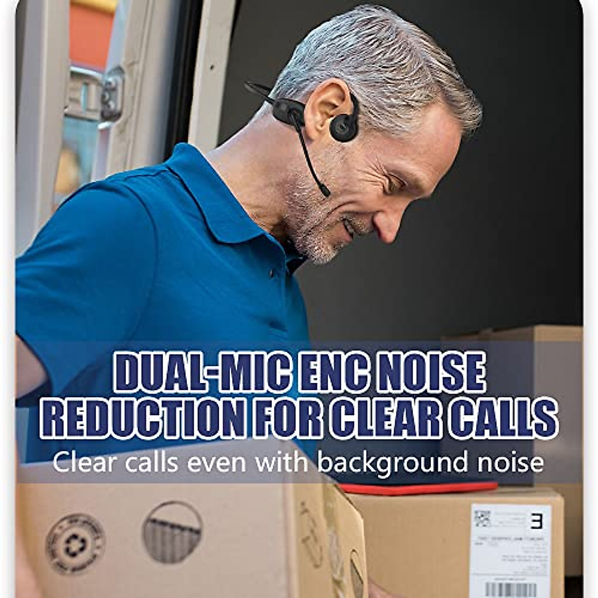 eKudgel Bone Conduction Headphones Wireless Bluetooth Headset with Microphone ENC Noise Cancelling with mic Clear Calls