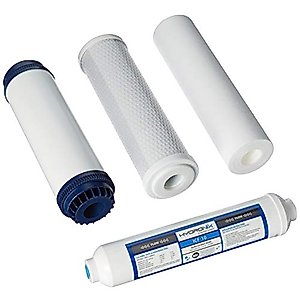 5 Stage 4pc Reverse Osmosis RO Water Filter Cartridges, Pre & Post Replacement Set SED UDF CTO GAC - 2.5" x 10"