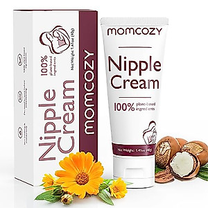 Momcozy 100% Natural Nipple Cream, Vegan Lanolin-free Nipple Butter, Breastfeeding Essentials for Nursing & Pumping Moms, 1.41 oz