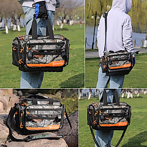 Sougayilang Fishing Tackle Bags Water-Resistant Fishing Tray Bags - Portable Fishing Organizer Shoulder Satchel - Suitable for 3600 3700 Tackle Box- Camouflage -Standard Bag