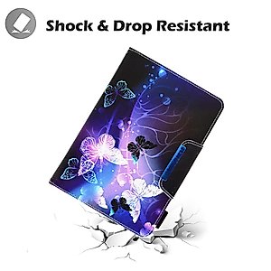 Nannxiebky Universal 10 10.1 Inch Android Tablet Case, Multi-Angle Viewing Stand PU Leather Wallet Tablet Case for 9 10 10.1 Inch and More 9.0" - 10.5" Tablet, Purple Butterfly
