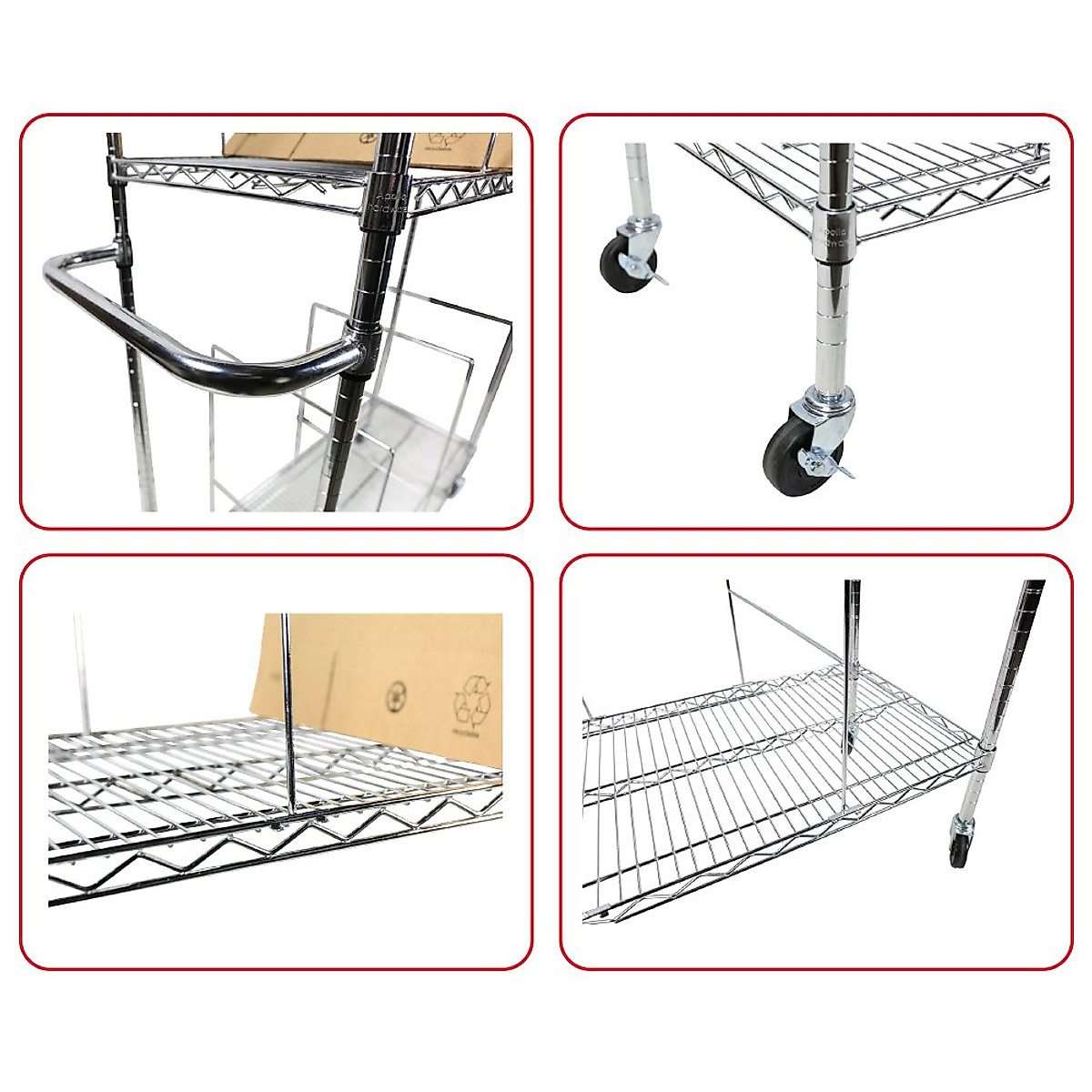 Apollo Hardware Commercial Grade Chrome 2-Tier Wire Carton Storage Stand Unit