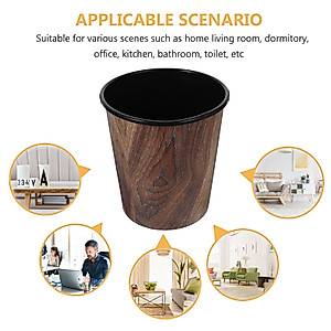 VILLCASE Vintage Wood Grain Plastic Trash Can Round Wastebasket 7l Garbage Can Trash Bin Farmhouse Garbage Bin Container for Under Desk Kitchen Bedroom Hotel or Kids Room