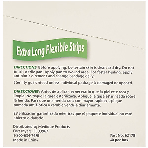 Medique 62178 Medi-First Latex Free Woven Bandages, Extra Long, 3/4-Inch X 4-11/16-Inch, 40-Per Box