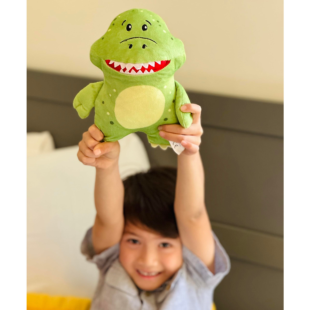 The Tooth Brigade Tooth Fairy Pillow | Fun and Interactive Stuffed Plush Toy with Large Pocket for Lost Teeth, Treasures, Prizes - Perfect for Kids, Boys, & Girls Gift (Rebel Dinosaur)