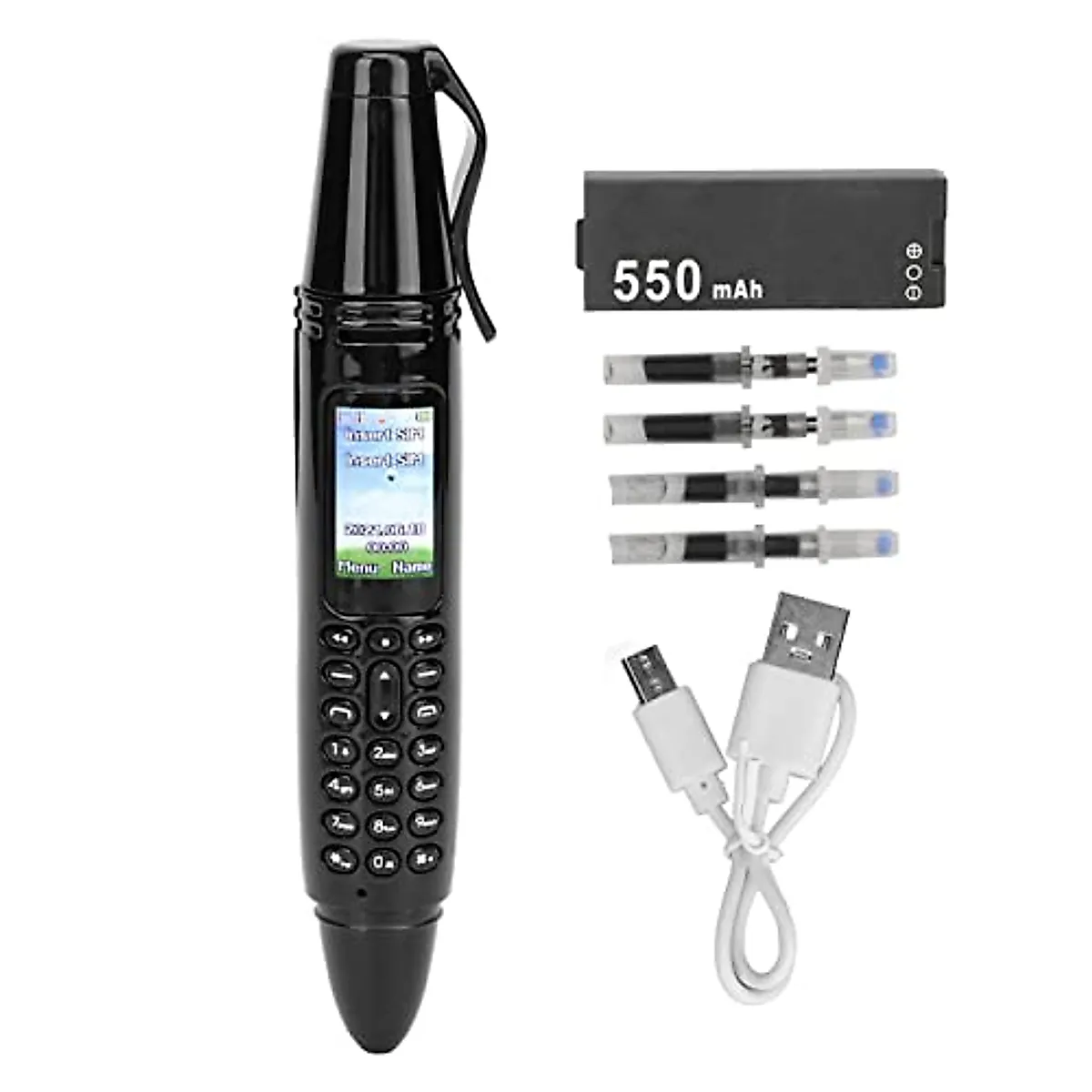 Dpofirs Pen Mini Cell Phone,Bluetooth Dialer and 0.96 Inch Tiny Screen Mobile Phone,Dual SIM GSM Support and 32G Memory Card with Camera,Unlocked and Ready for Worldwide Network.
