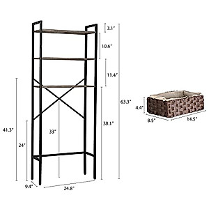 Holywarm Over The Toilet Storage with Basket 3-Tier Over The Toilet Storage Cabinet with Adjustable Feet,Multifunctional Over Toilet Bathroom Organizer Bathroom Shelves Easy to Assemble, Greige