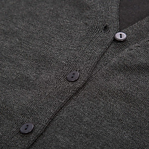 GRACE KARIN V Neck Knit Cardigan Sweaters for Women Plus Size Long Sleeve Tops Lightweight Casual Black Grey L