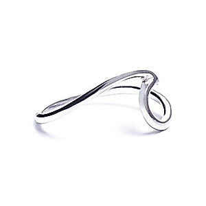 Pura Vida Ocean Wave Ring for Women, Silver or Gold or Rose Gold Plated .925 Sterling Silver Band, Beach -Themed Jewelry (Silver, 8)