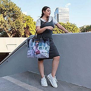 Nicole Lee Reversible 2-Sided Large Oversized Shopper Tote, Fashion Print, Metallic Travel Shoulder Bag (Sara is Soft but Strong)