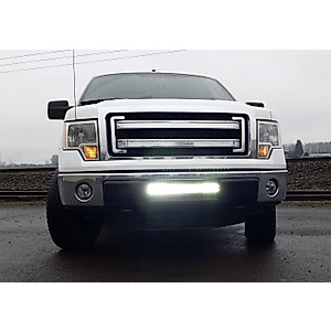 iJDMTOY Lower Grille Mount LED Light Bar Kit Compatible with 2009-14 Ford F-150 or Raptor, Includes (1) 96W High Power LED Lightbar, Lower Bumper Opening Mounting Brackets & On/Off Switch Wiring Kit