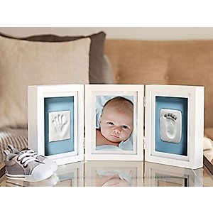 Pearhead Babyprints Baby Handprint and Footprint Deluxe Desk Photo Frame & Impression Kit, Tabletop Nursery Keepsake For Baby Girl Or Baby Boy, White