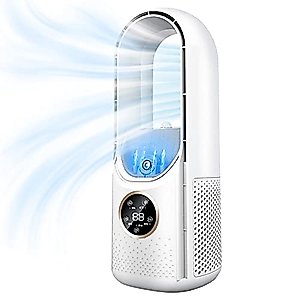 TREGOO Leafless Tower Fan, Bladeless Fan, Remote Control, Fan Touch Controls Fans Electric Quiet Fan Oscillating Standing Fan Evaporative Air Cooler