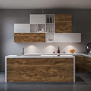 Caltero Wood Contact Paper 15.7’’ x 118’’ Peel and Stick Wood Wallpaper Wood Grain Contact Paper Brown Wood Wallpaper Distressed Wood Wall Paper Vinyl for Kitchen Countertop Cabinet Liner Furniture