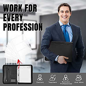 Sbrinnaliao 3-Ring Padfolio Portfolio Binder Organizer,PU Leather Folder Binder Business Planner Notebook Zippered Portfolio for Women/Men with Document Sleeve,Letter/A4 Size Clipboard