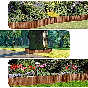 Corrugated Metal Garden Edging, Landscape Edging Border, 10"×20Ft Corrugated Metal Fence for Garden, Flower Bed, Lawn and Landscape Edging (Rusted)