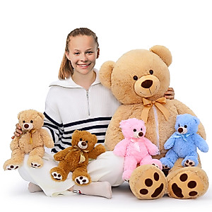 MorisMos Teddy Bear Stuffed Animal 41”,Giant Teddy Bear Plush with 4 Baby Bears in Belly,Big Teddy Bear for Girlfriend,Kids on Baby Shower,Birthday,Valentine's Day,Christmas,Children's Day,Blue,Pink